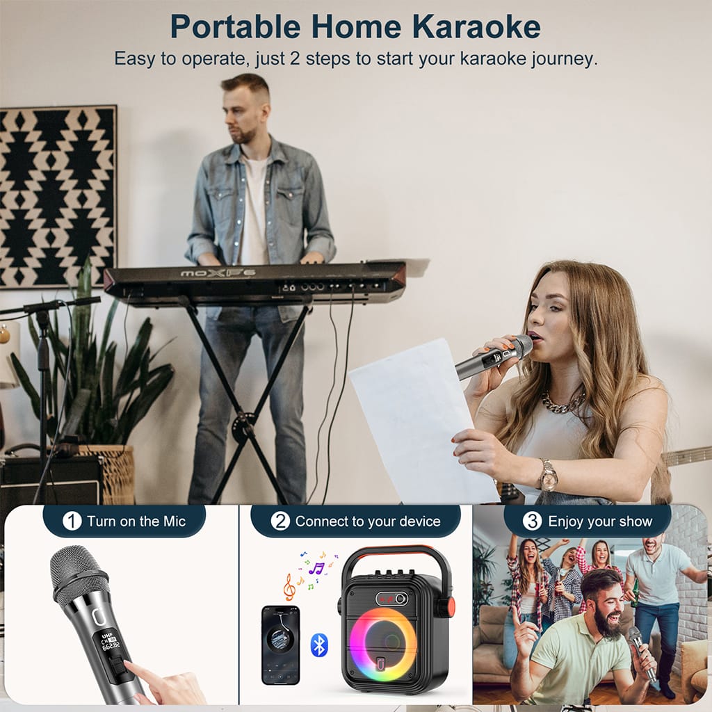 JYX 66 Pro Karaoke Machine for Adults with 2 Wireless Microphones
