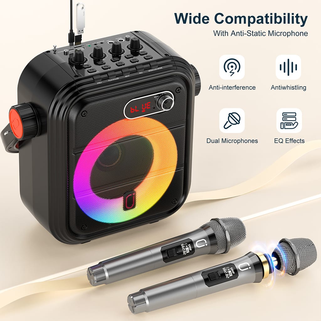 JYX 66 Pro Karaoke Machine for Adults with 2 Wireless Microphones