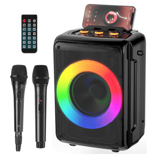 JYX S55 Karaoke Machine with Three Wireless Microphones with Bluetooth