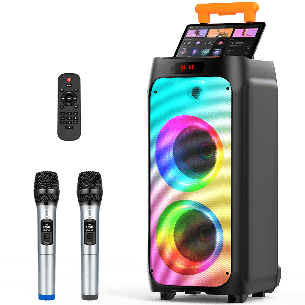 JYX 500-watt Karaoke Machine T8 with 2 Wireless Microphones for Adults