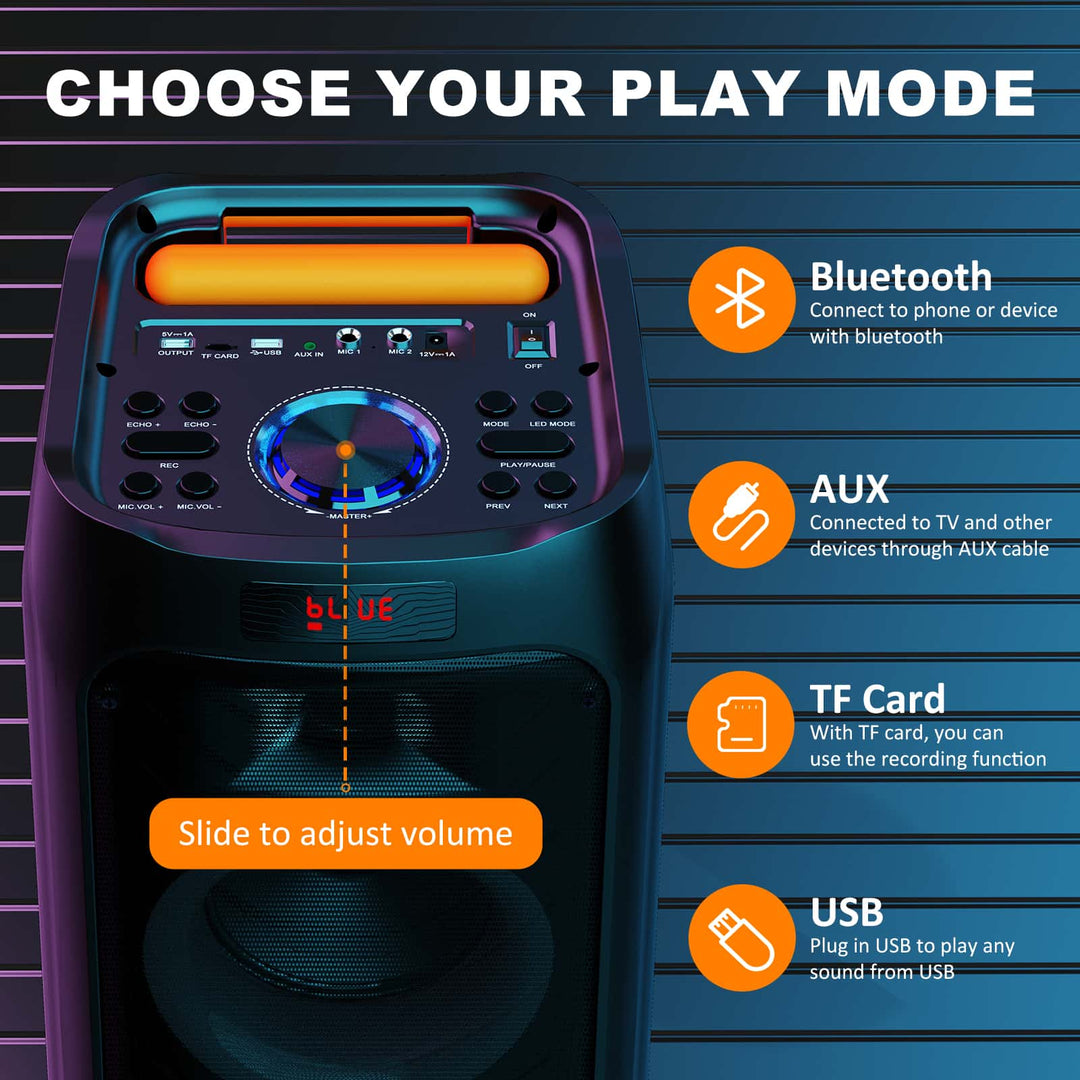 JYX 500-watt Karaoke Machine T8 with 2 Wireless Microphones for Adults